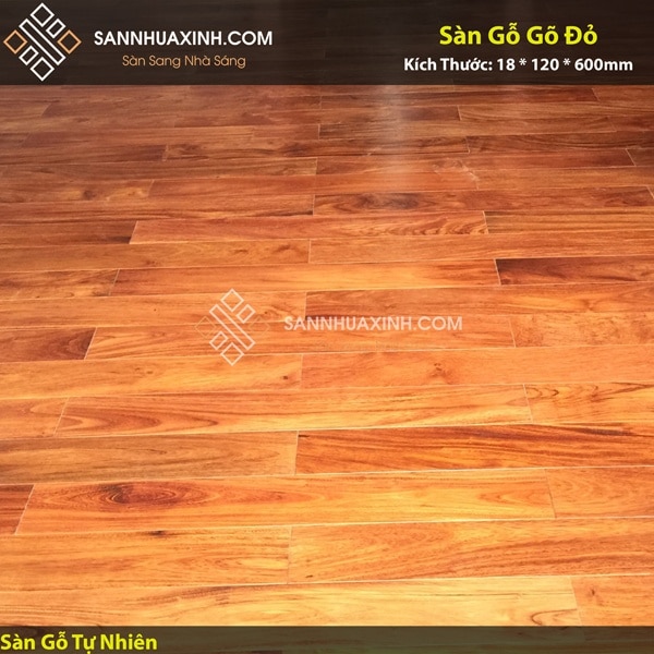 Sàn Gỗ Gõ Đỏ Tự Nhiên 18x120x600mm
